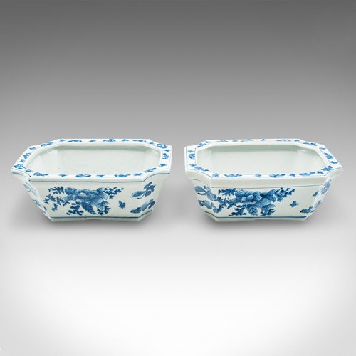 Chinese Blue and White Ceramic Window Box Planters, 1970s, Set of 2 for ...