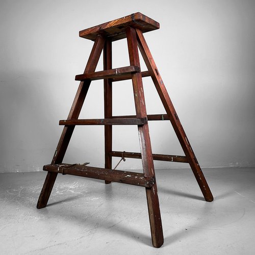 Japanese Minimalist Decorative Wooden Step Ladder, 1950s for sale at Pamono