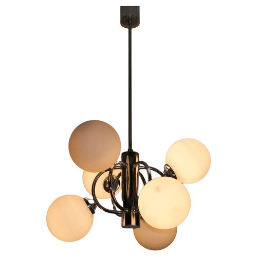 Mid-Century Modern Chrome Kaiser 6-Arm Chandelier from Kaiser Idell ...