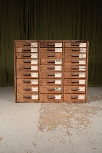Pine Bank of 27 Engineers Drawers, 1920s for sale at Pamono
