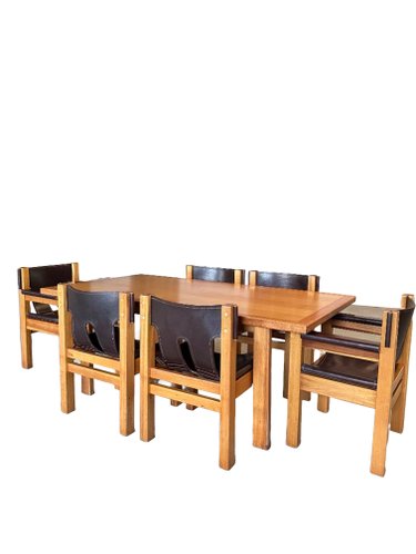 Brutalist Dining Set, 1970s, Set of 7 for sale at Pamono