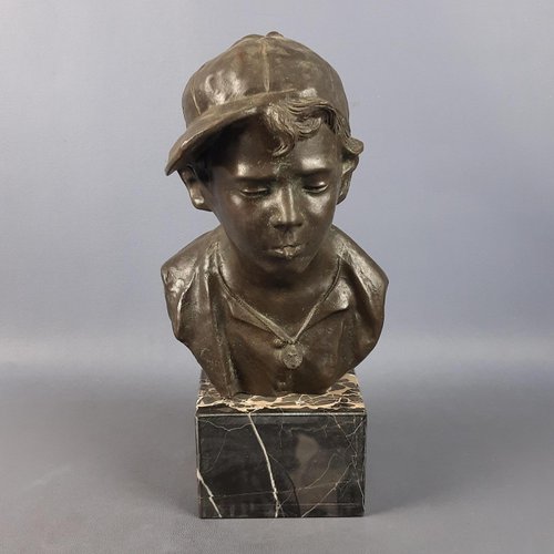 Neapolitan Scugnizzo Bronze Sculpture Bust on Marble Base, 20th Century ...