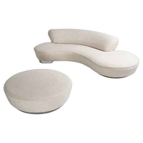 Serpentine Sofa and Poof by Vladimir Kagan, USA, 1990s, Set of 2 for ...
