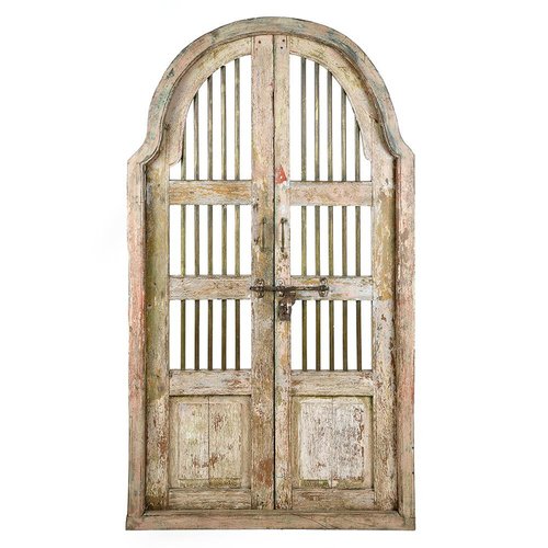 Indian Door in Solid Wood and Patinated Iron for sale at Pamono