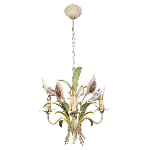 Lustre Hollywood Regency Couleur Pastel Bouquet de Fleurs de Lys Callas ...