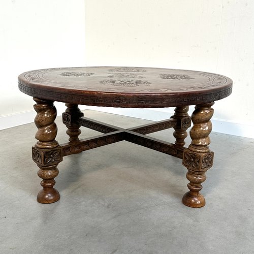 Leather Inca Coffee Table attributed to Angel Pazmino for Muebles De ...