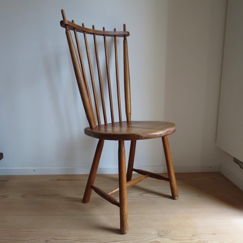 Dutch Spindle Back Folk Dining Chair from De Ster Gelderland, 1960s for ...