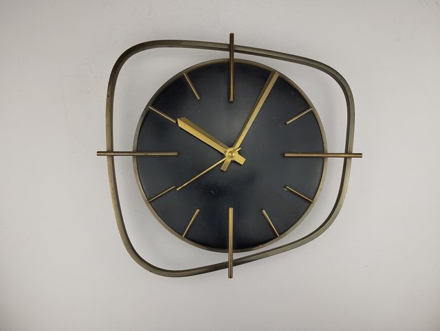 German Asymmetrical Wall Clock from Meister Anker, 1950s for sale at Pamono