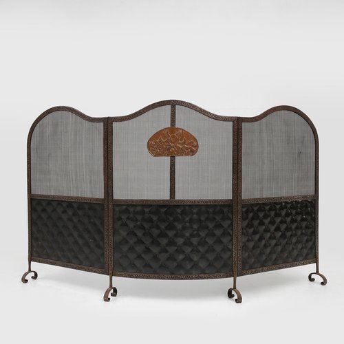 French Art Deco Wrought Iron Fireplace Screen, 1890s for sale at Pamono