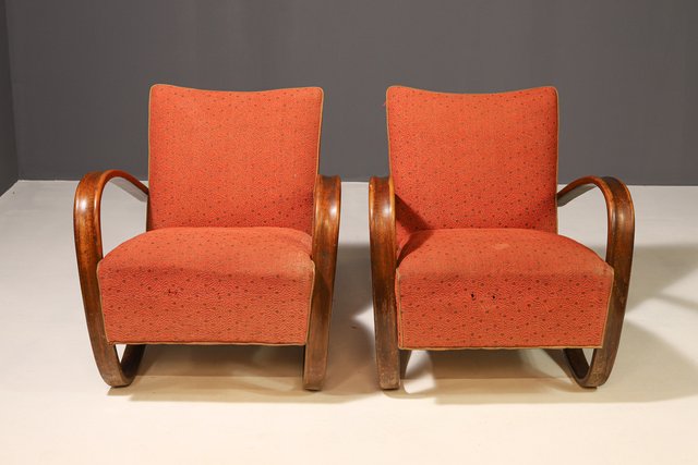 Set of Art Deco H269 Streamline Lounge Chairs by Jindřich Halabala ...