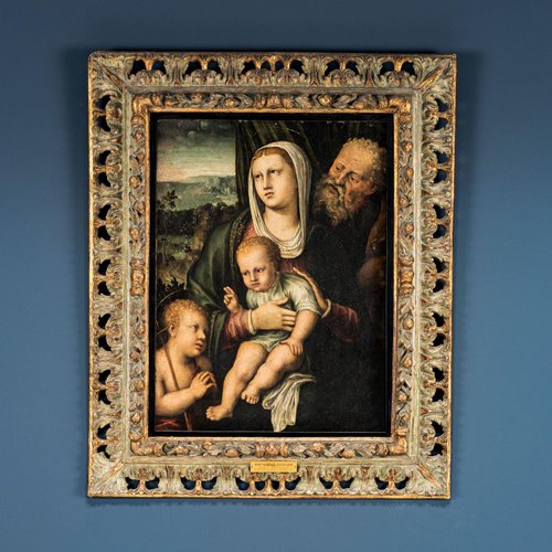 Holy Family with Saint John, Oil Painting, Framed for sale at Pamono