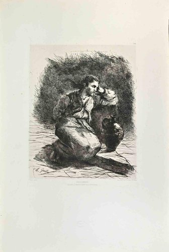Armand Gautier, Prisonnier, Etching, 1870s for sale at Pamono