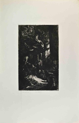Benoît-Louis Prévost, Les Remords, Etching, 1870s for sale at Pamono