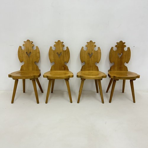 Mid-Century Brutalist Tiroler Chairs from Cepelia, 1960s-1970s, Set of ...