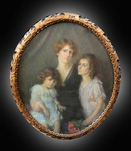 Roman Artist, Family Portrait, Early 20th Century, Pastel, Framed for ...