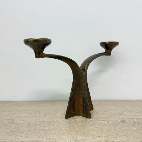 Brutalist Bronze Candleholder attributed to Michael Harjes, 1970s for ...