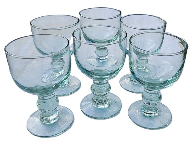 Large Water Glasses in Thick Soft Green Glass from Maison Biot, 1970s ...