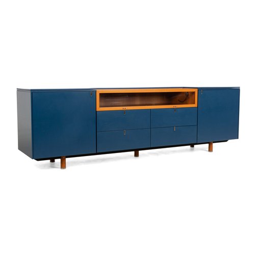 Wooden Sideboard in Blue & Brown from Poliform for sale at Pamono