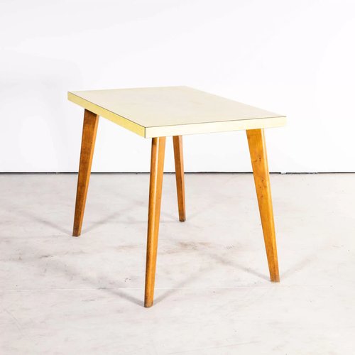 French Rectangular Yellow Kitchen Dining Table, 1960s for sale at Pamono