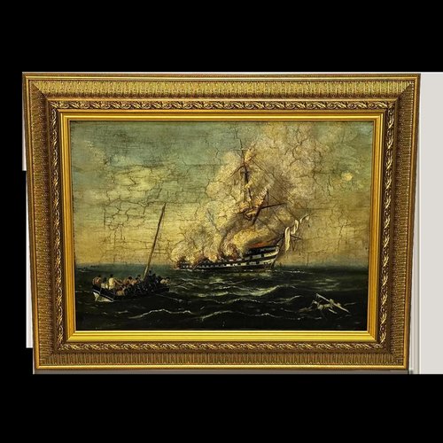 Follower of Richard Brydges Beechey, Burning Sinking HMS Bombay Ship ...