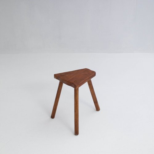 Vintage Triangular Wooden Stool with Tapered Legs for sale at Pamono