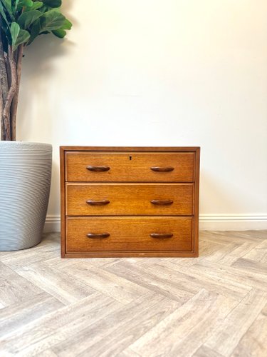 Vintage Small Table Top Chest of Drawers in Wood for sale at Pamono
