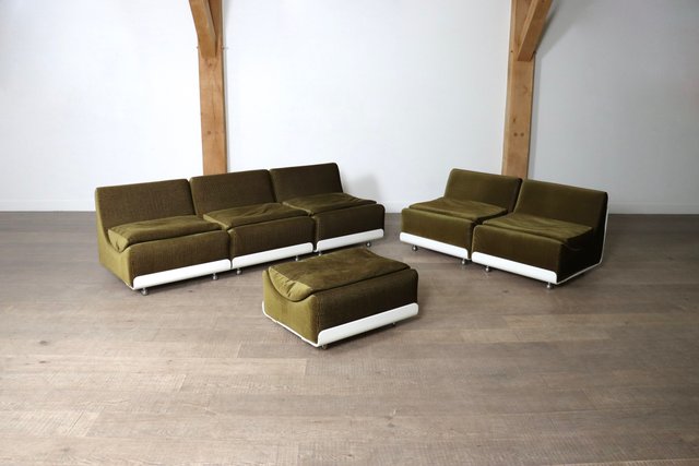 Orbis Modular Sofa in Olive Green Corduroy by Luigi Colani for COR ...