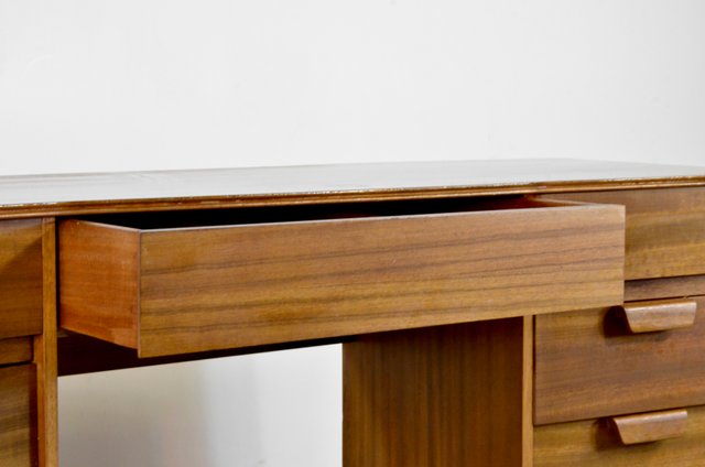 Walnut Concave Desk by Gunther Hoffstead for Uniflex, 1960s for sale at ...