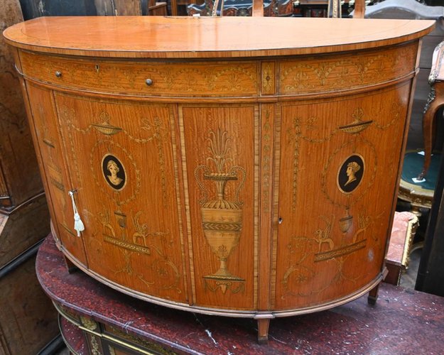 Regency Adams Style Demi Lune Cabinet in Satinwood for sale at Pamono