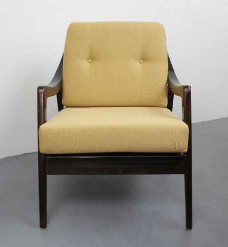 Butaca con cojines amarillos, años 50 en venta en Pamono