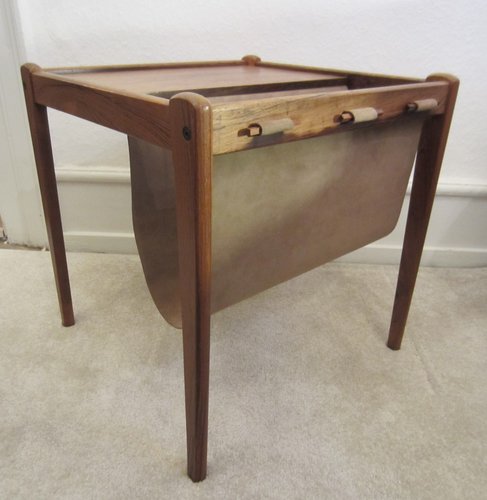 Side Table in Rosewood with Suede with Newspaper Compartment, 1971 for ...