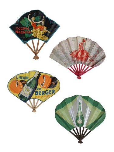 Art Deco Belle Epoque Hand Fans with Casino Advertising Graphic, Paris ...