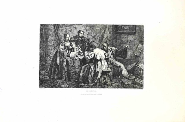 Edouard Moyse, La Répétition, Etching, 1870s for sale at Pamono