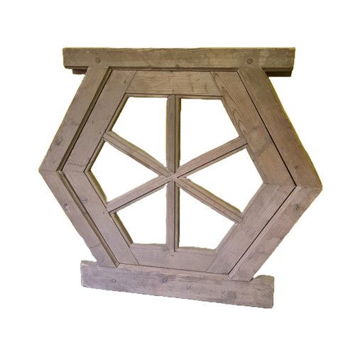 Wooden Hexagonal Window Frame, Early 20th Century for sale at Pamono