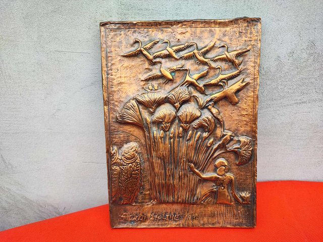 Copper Embossed Bas-Relief, 1960s for sale at Pamono