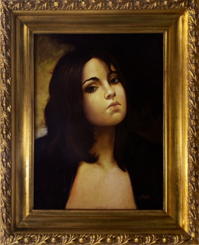 Ciro Pace, Female Portrait, Oil Painting, 1988, Framed for sale at Pamono