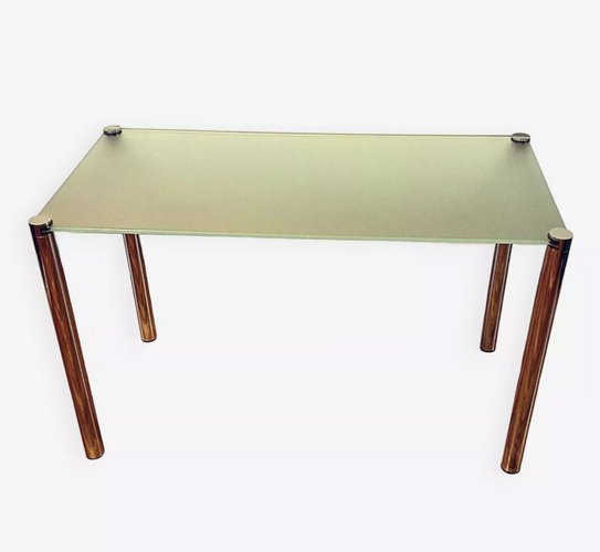 Rectangular Table in Tinted Glass with Chrome Legs, 1970s for sale at ...