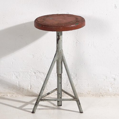 Industrial Style Round Metal Stool, 1950 for sale at Pamono