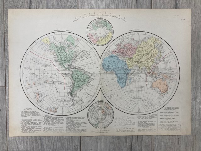 World Map in Colors Printed from Drioux & Leroy, 1884 for sale at Pamono