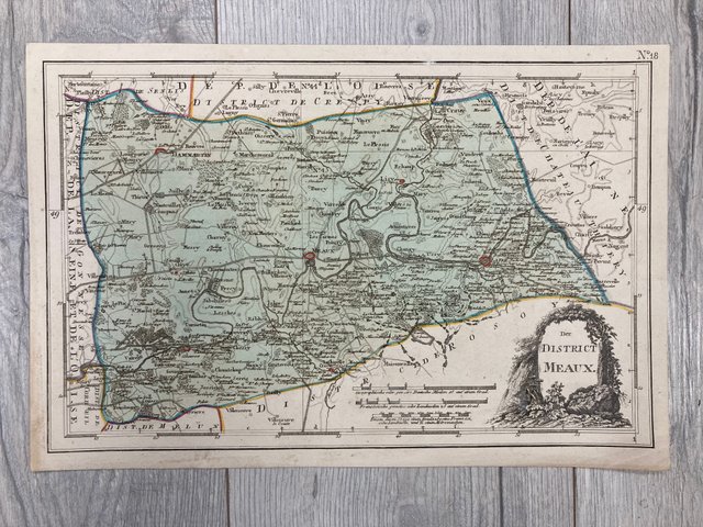 Der District Meaux Printed Map by Anton Friedrich Büsching, 1806 for ...