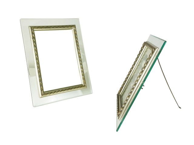 Large Vintage Nickel-Plated Picture Frames in Brass and Glass, 1950s ...