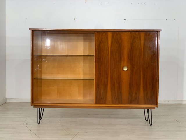 Mid-Century Walnut Showcase Highboard for sale at Pamono
