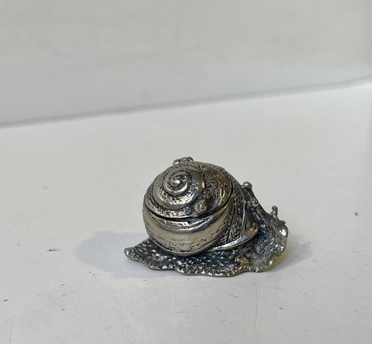 Vintage Italian Figural Snail Pill Box in White Metal, 1980s for sale ...
