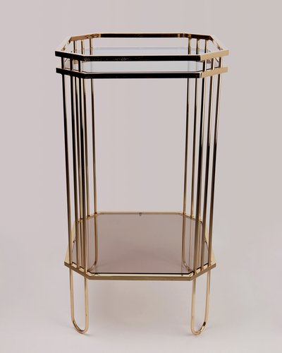 Stylish Octagonal Golden Side Table with Tinted Glass, 1970s for sale ...
