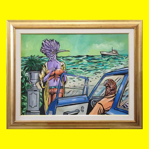 Max Hamlet, Animal Heads, 1995, Acrylic Painting on Canvas, Framed for ...