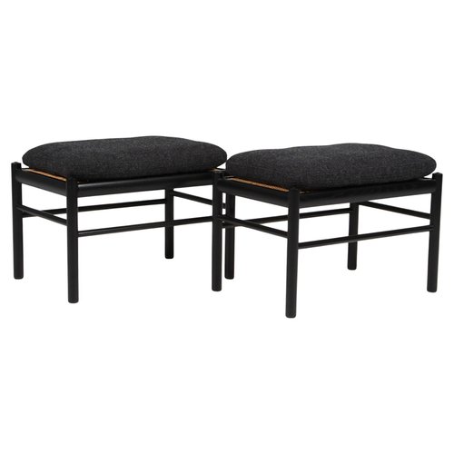 Colonial Ottomans in Black Stained Oak and Hallingdal attributed to Ole ...