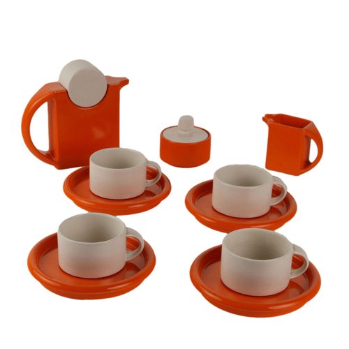 Vintage Italian Tea Set in Ceramic, 1970s, Set of 11 for sale at Pamono