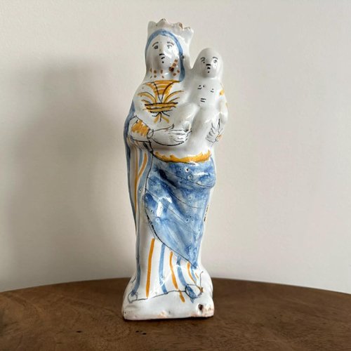 18th Century Crowned Virgin Mary in Earthenware from Nevers for sale at ...