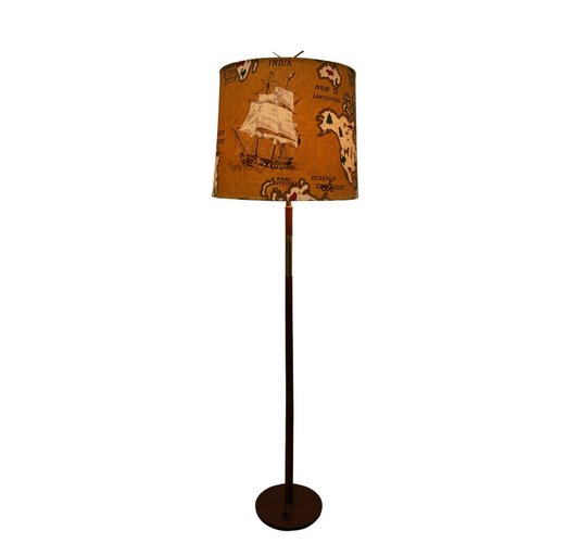 Lampadaire Mid-Century en Lin et Teck attribué à Rupert Nikoll, 1950s ...