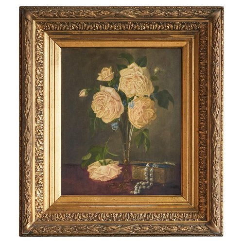 David Emile Joseph de Noter, Still Life with Roses, Oil on Panel, 19th ...